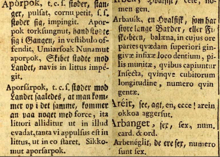 Le dictionnaire Groenlandais de Paul EGEDE - Le Dicopathe